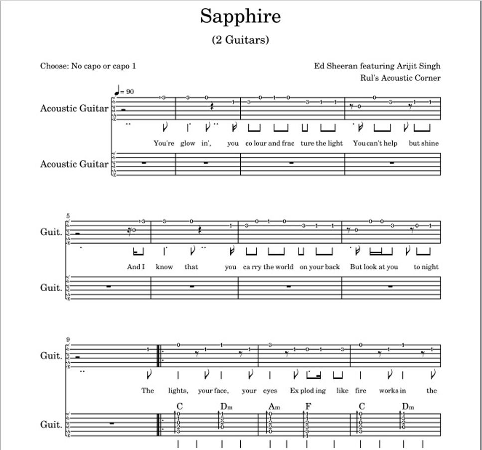 Ed Sheeran feat Arijit Singh - Sapphire (Duet 2 Acoustic Guitars for ...