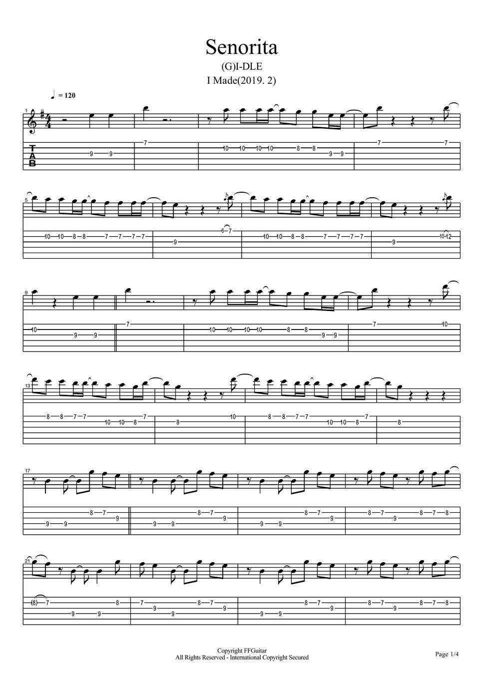 (G)I-DLE - Senorita Guitar TAB