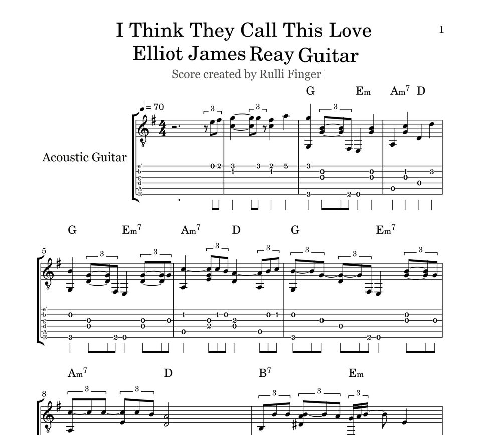 Elliot James Reay - I Think They Call This Love (Guitar Tabs, no capo ...