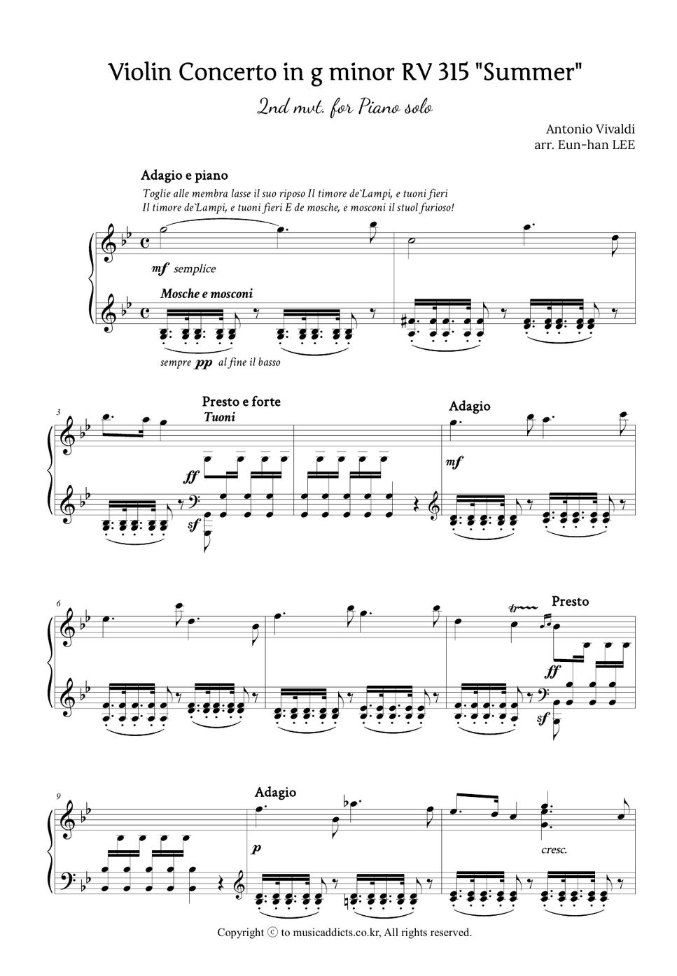 Antonio Vivaldi - A. Vivaldi - Summer 2nd mvt. from Four Seasons (Solo ...