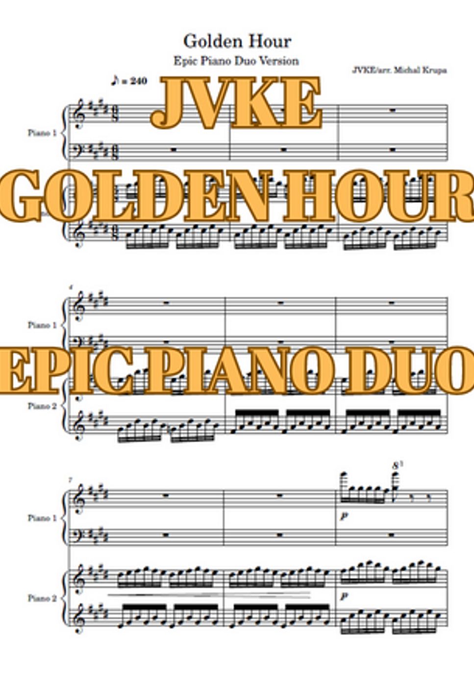 JVKE - Golden hour (EPIC PIANO DUO Version) Sheet Music by Michal Krupa