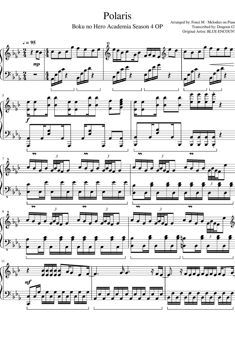 BLUE ENCOUNT - Boku no Hero Academia Season 4 OP - "Polaris" Partition ...
