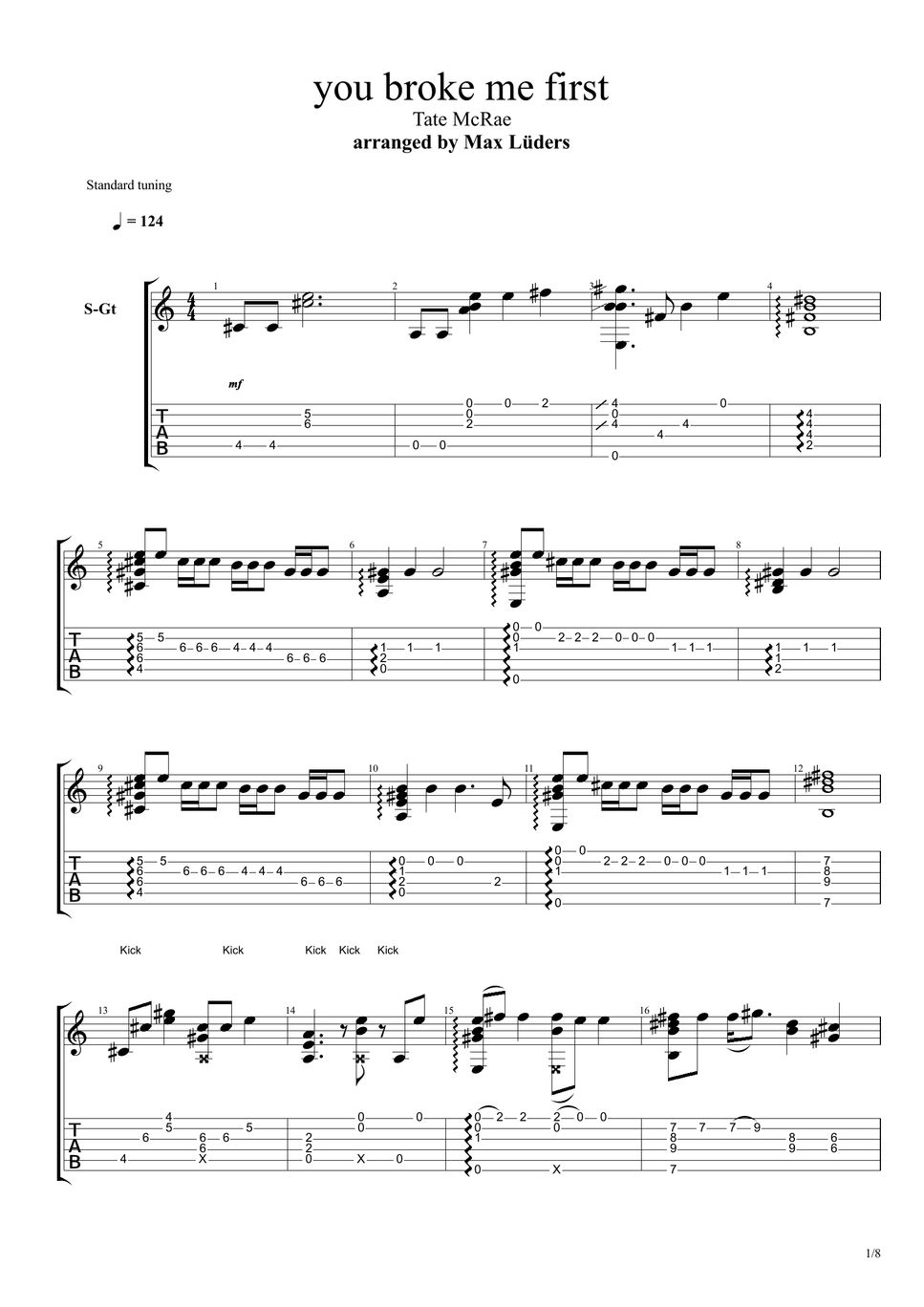 Tate McRae - you broke me first TAB by Max Lüders