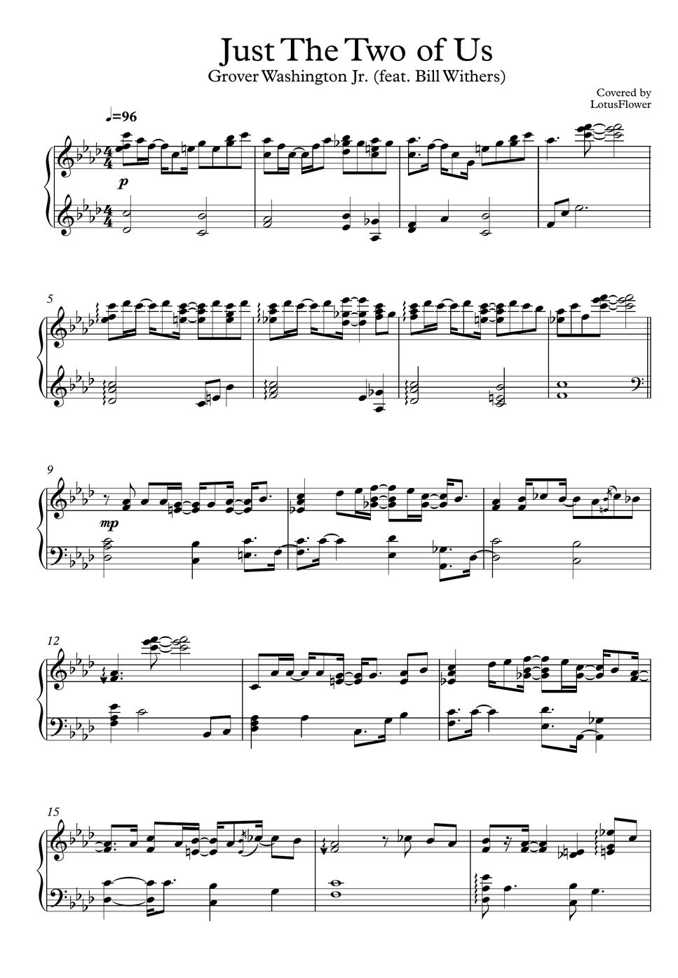 Grover Washington Jr. (feat. Bill Withers) - Just The Two of Us 曲谱 by ...