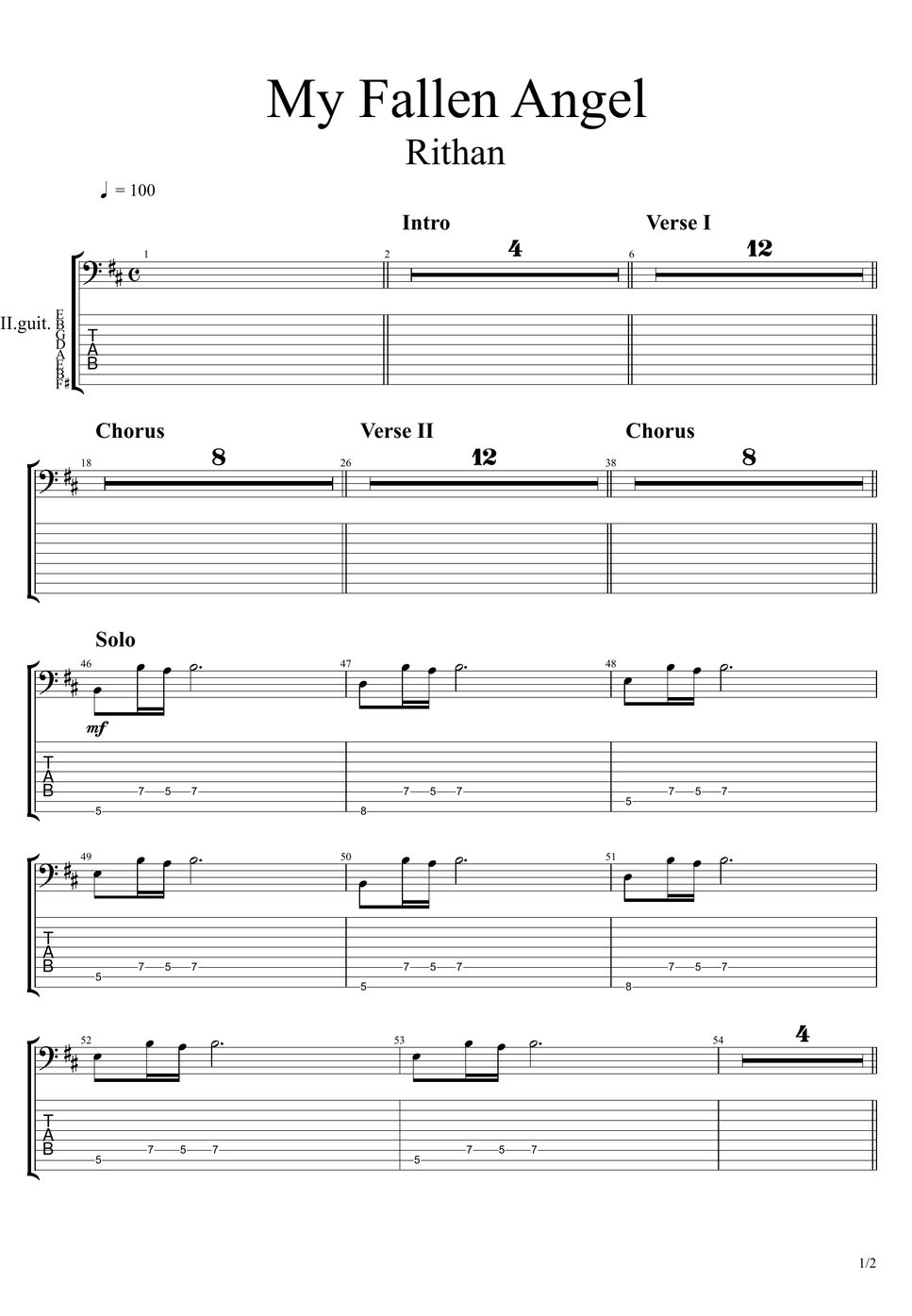 Rithan - My Fallen Angel TAB by Rithan Vijay