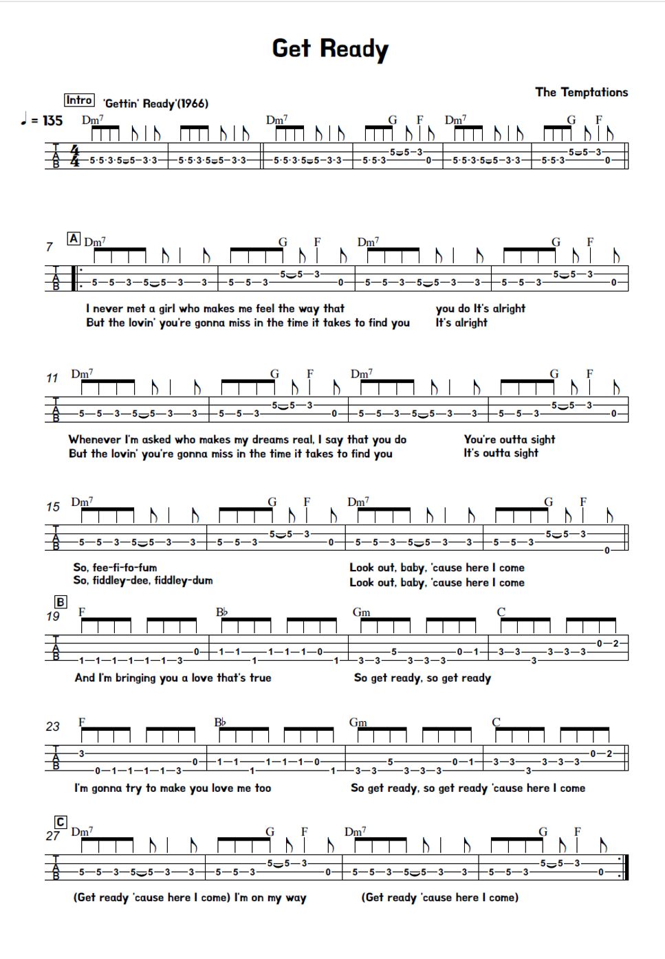 The Temptations - Get Ready Sheet Music by 김미(Kimme)