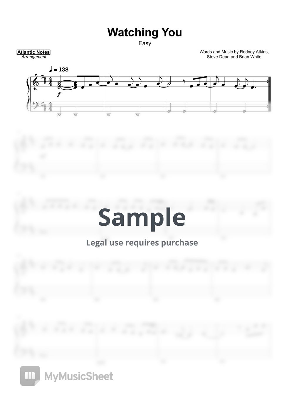 Rodney Atkins - Watching You Sheets by Atlantic Notes