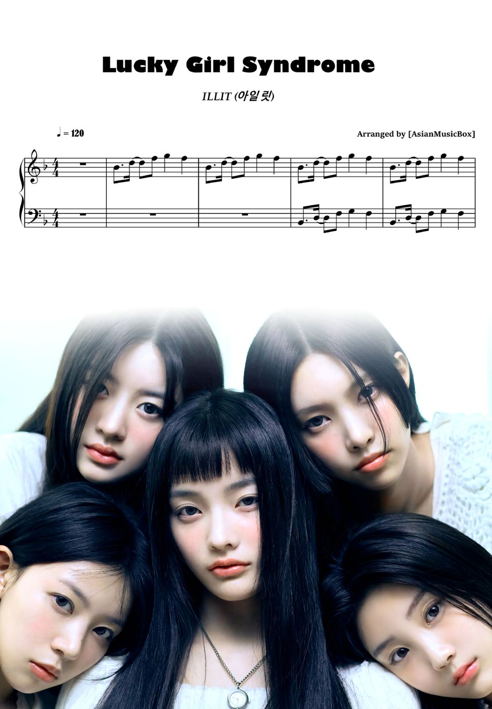 ILLIT - Lucky Girl Syndrome (Sheet, MIDI, Drums & WAV) Sheet Music by AsianMusicBox