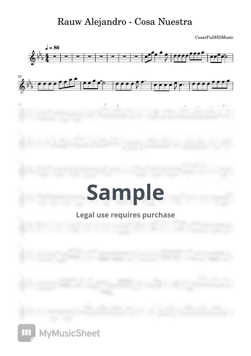 Rauw Alejandro - Cosa Nuestra Sheets