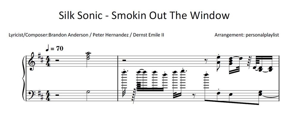 Silk Sonic - Smokin Out The Window Sheet by personalplaylist