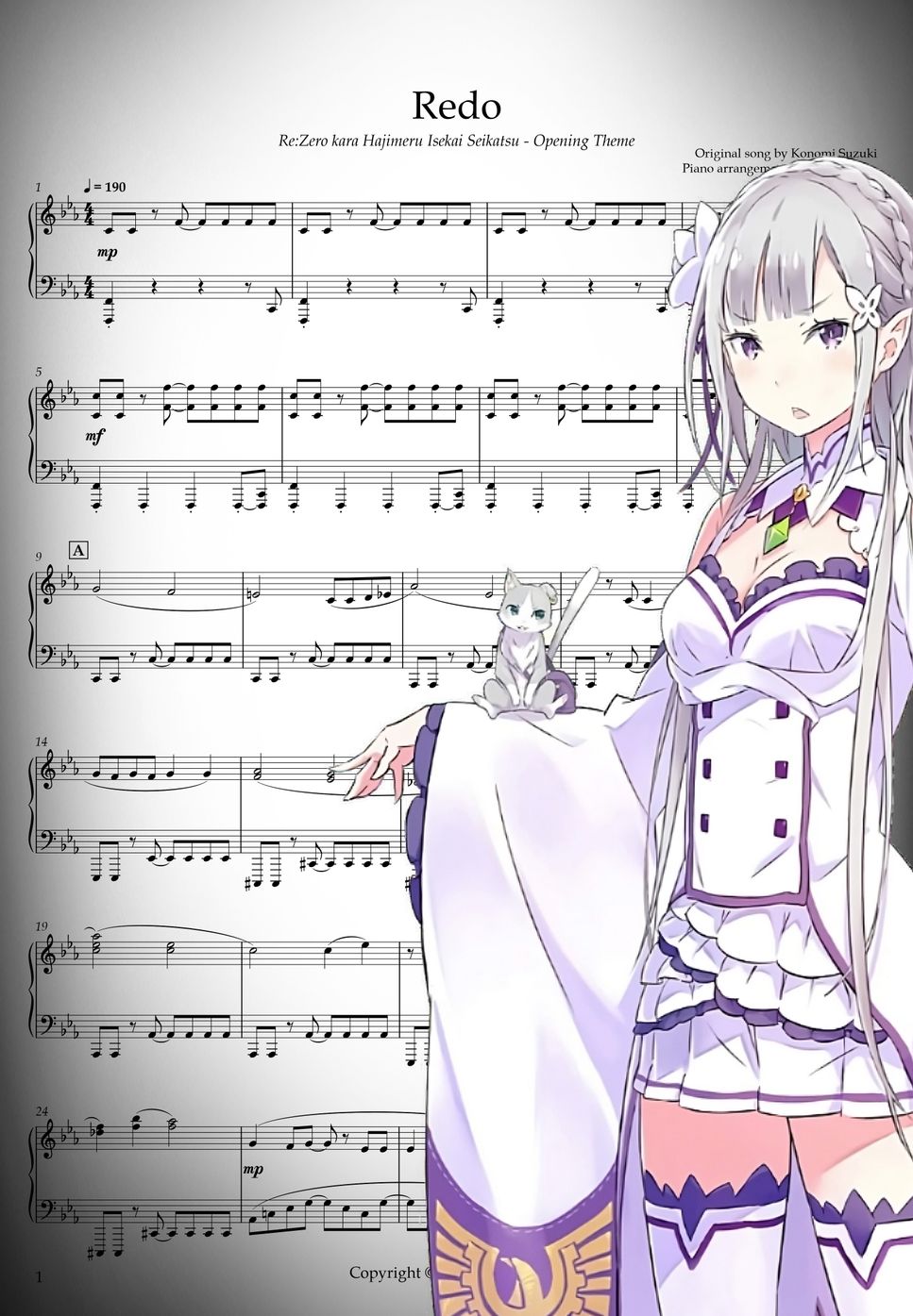 Konomi Suzuki - Redo (Re:Zero kara Hajimeru Isekai Seikatsu OP) 악보 by BrayzePiano