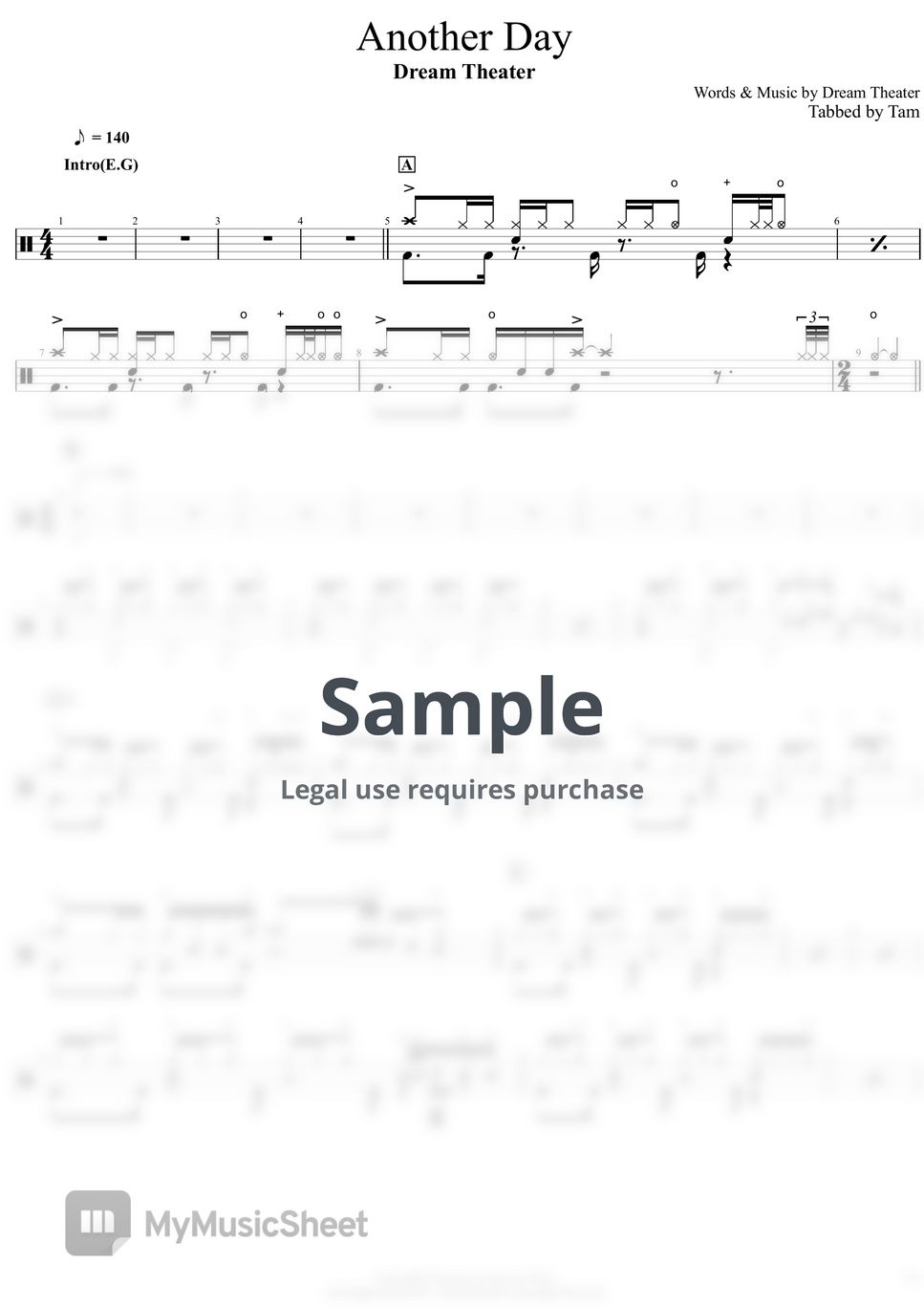 Dream Theater - Another Day (Dream Theater - Another Day) Sheets by Tam ...