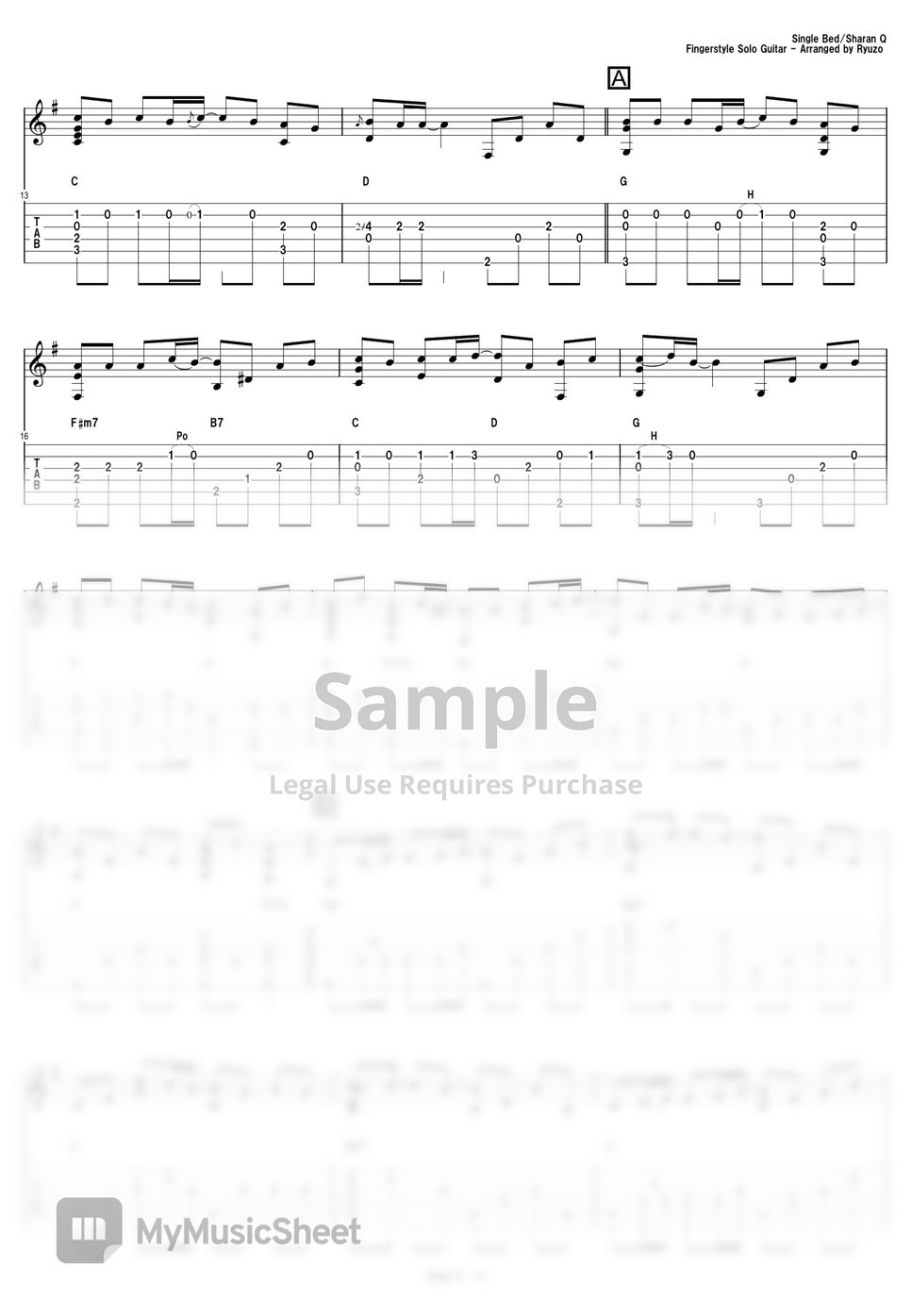 シャ乱Q - シングルベッド Tab + 1staff by 龍藏Ryuzo