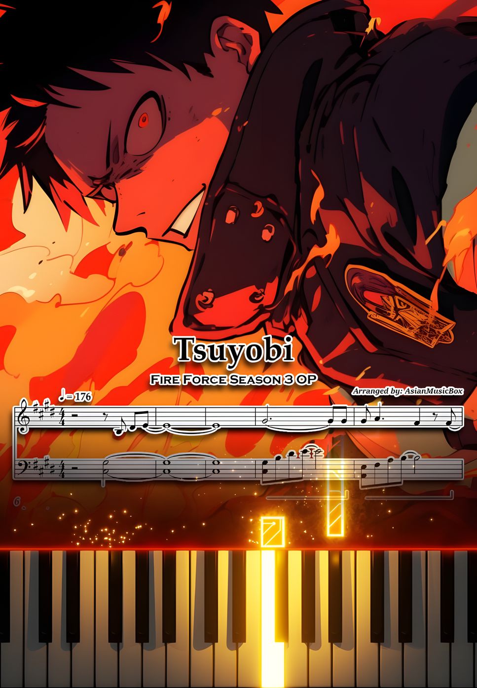 Ziyoou-vachi / QUEEN BEE - Tsuyobi (Fire Force Season 3 OP) Sheet Music by AsianMusicBox