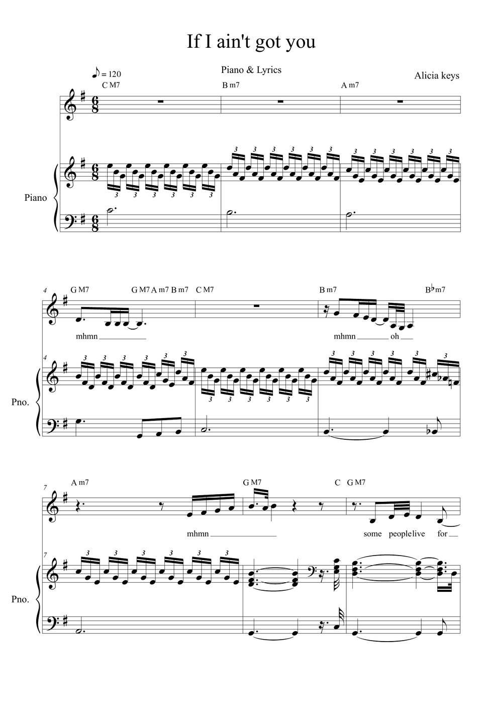 Alicia Keys - Alicia Keys - If I Ain't Got You Partition musicale by osprey