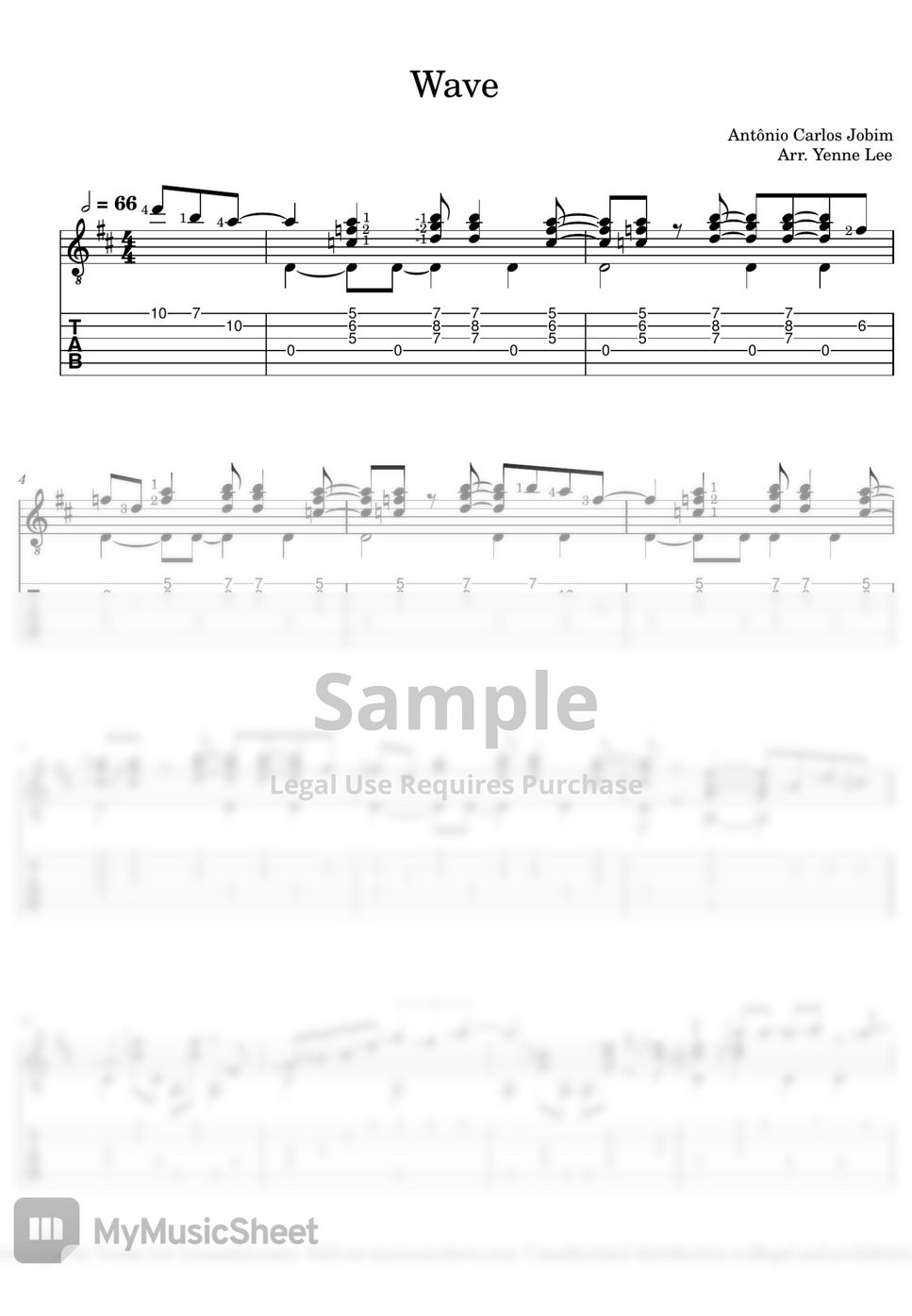 Antônio Carlos Jobim - Wave (Staff+Tab) - Antonio Carlos Jobim Tab + 단선 ...