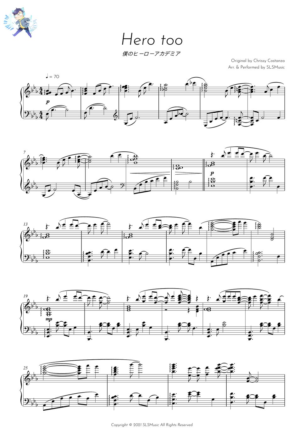 Chrissy Costanza - Hero too (My Hero Academia) Spartito by SLSMusic