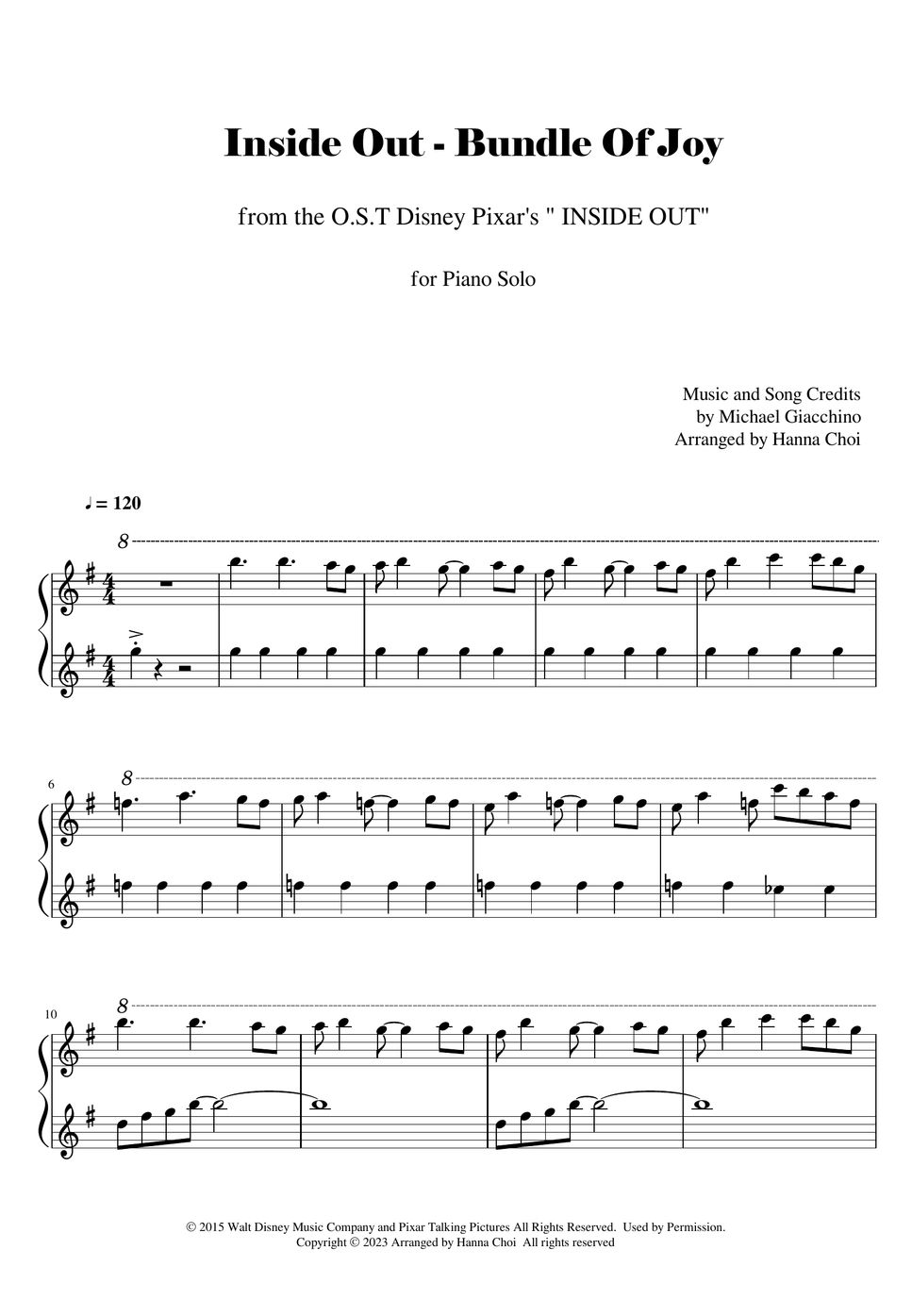 Michael Giacchino - 인사이드 아웃 - Bundle of Joy from the Disney Pixar OST " INSIDE OUT" (piano solo ...