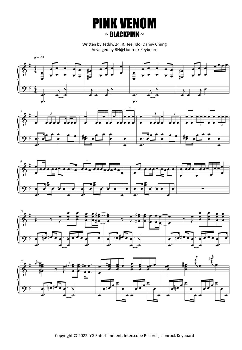 Blackpink - Pink Venom Sheet by Bernard Hui