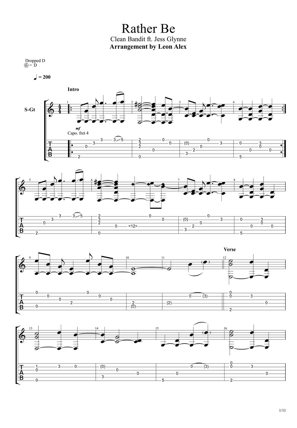 Clean Bandit - Rather Be (Guitar) TAB by Leon Alex