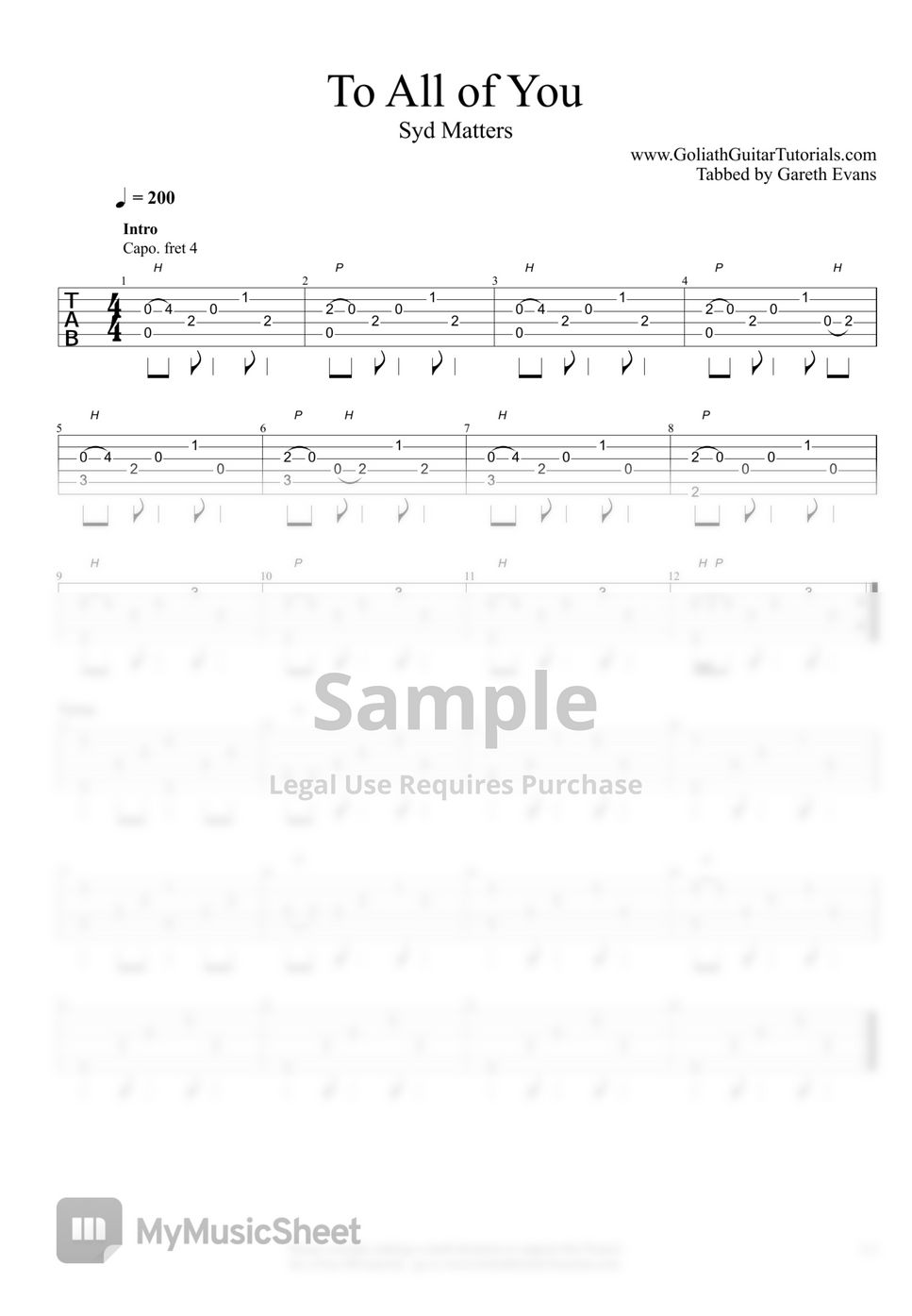 Syd Matters - To All Of You TAB by Goliath Guitar Tutorials