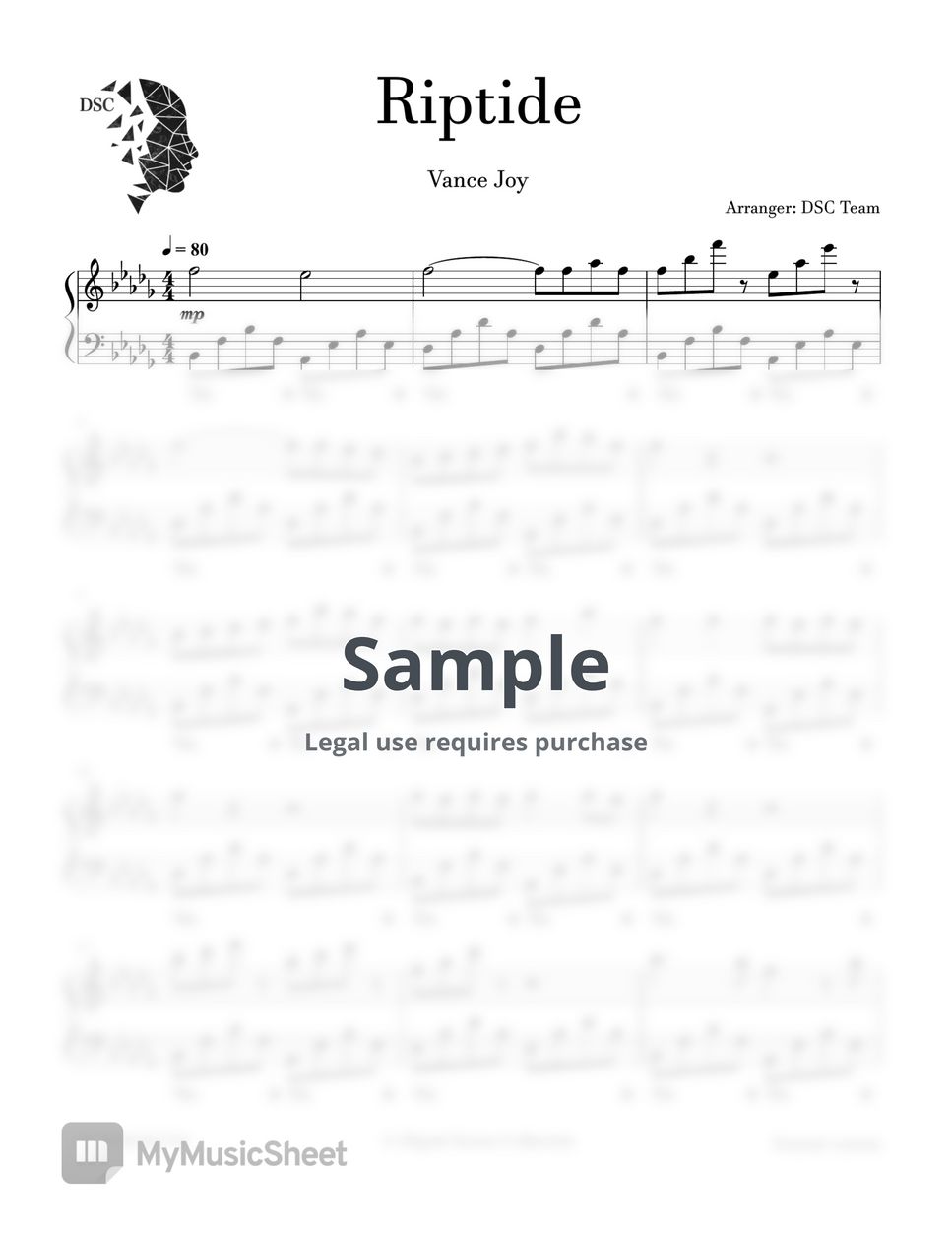 Vance Joy - Riptide (Relax version) Sheets by Digital Scores Collection