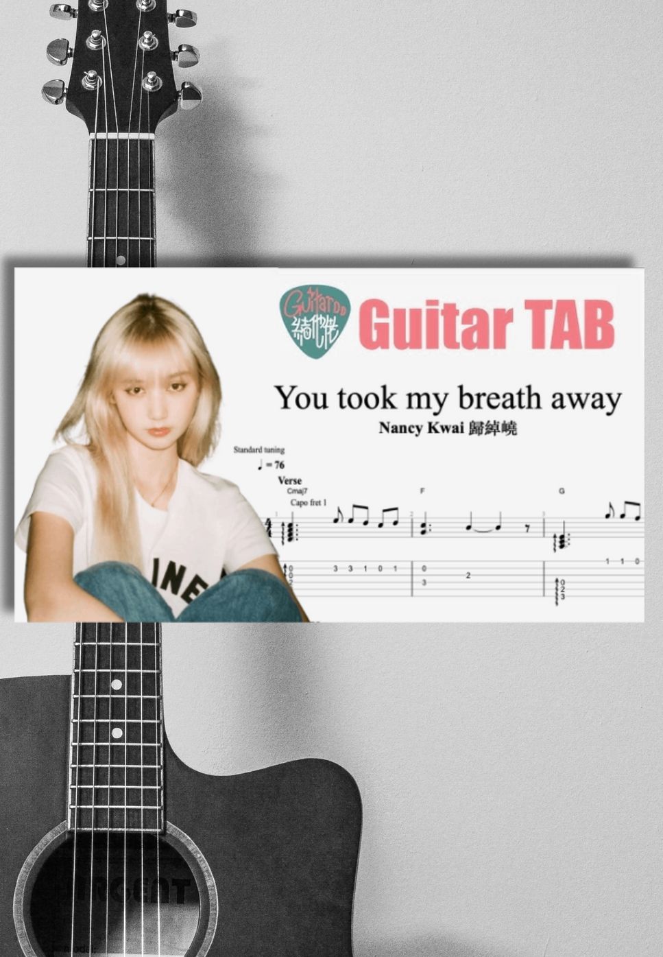 Nancy Kwai 歸綽嶢 - You took my breath away Tab + 1staff by Guitaroohk