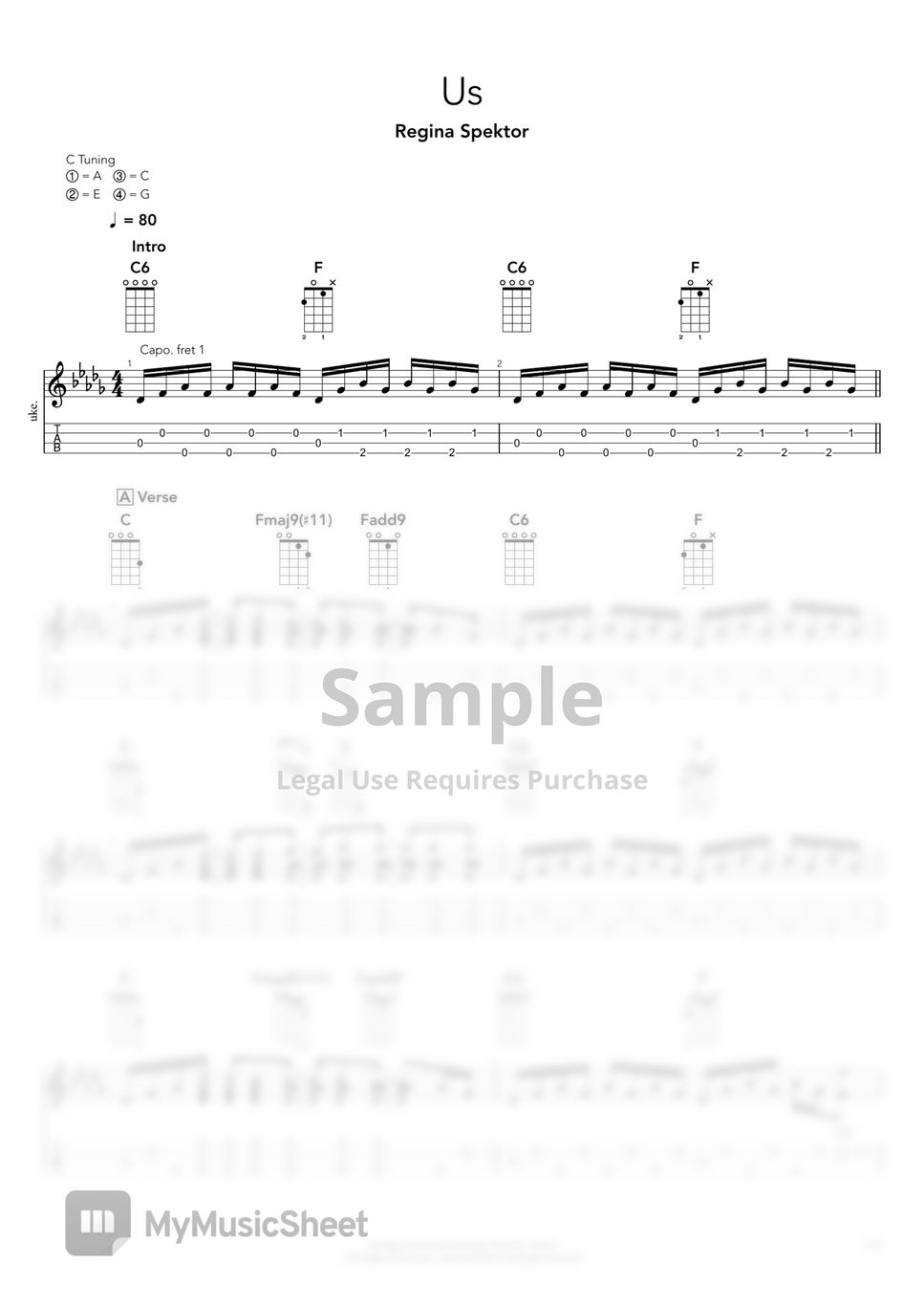 Regina Spektor - Us Tab + 1staff by 4stringboy