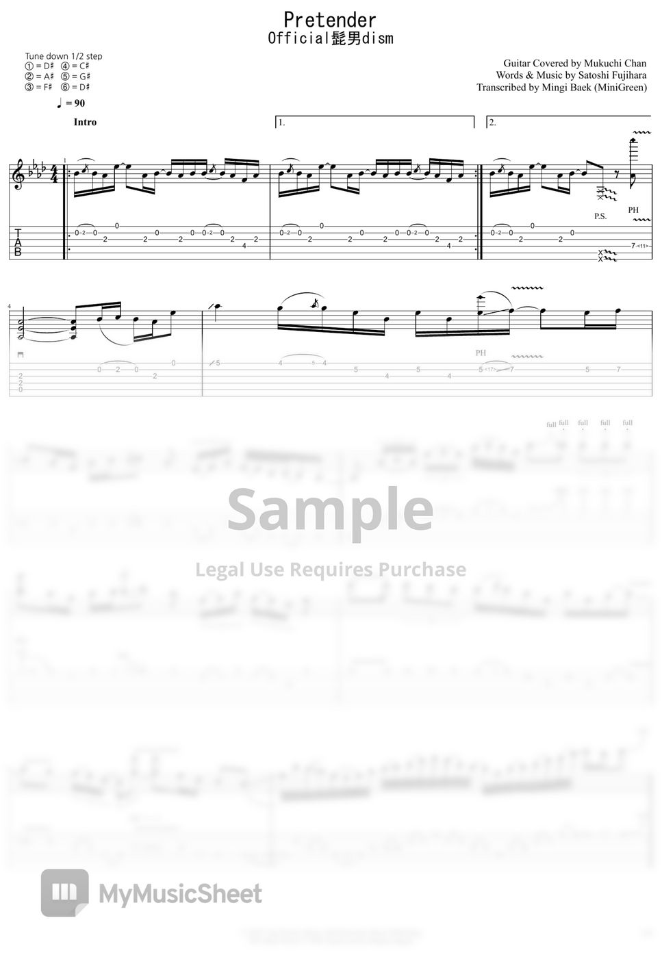 Official髭男dism - Pretender TAB by mukuchi chan