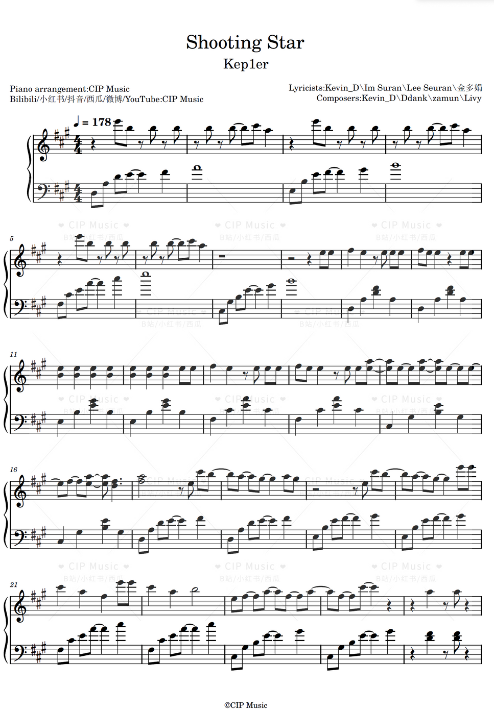 Kep1er - Shooting Star Partition by CIP Music