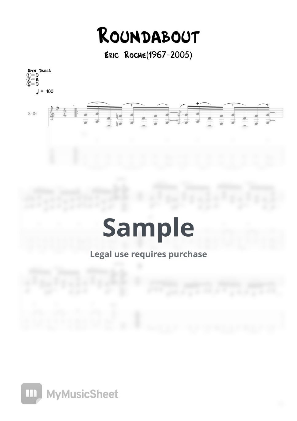 Eric Roche - Roundabout Tab + 1staff by Agape Guitar