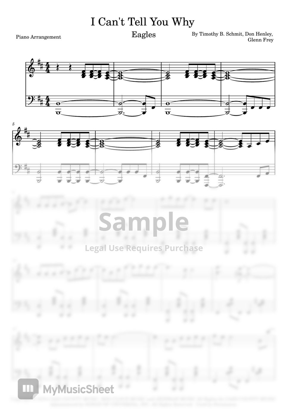 The Eagles - I Can't Tell You Why 樂譜 by Piano Go Life