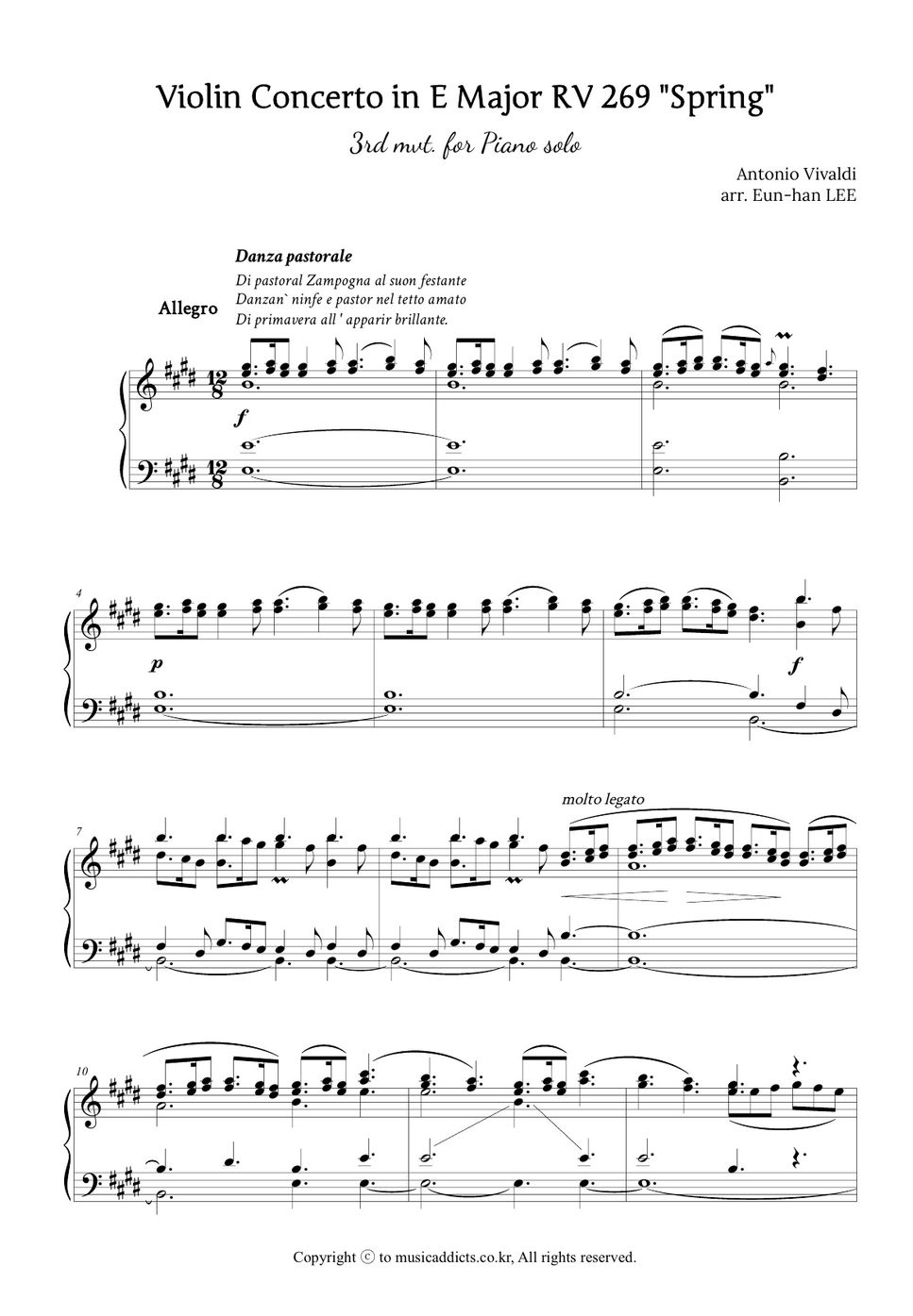 Antonio Vivaldi - A. Vivaldi - Spring 3nd mvt. from Four Seasons (Solo ...