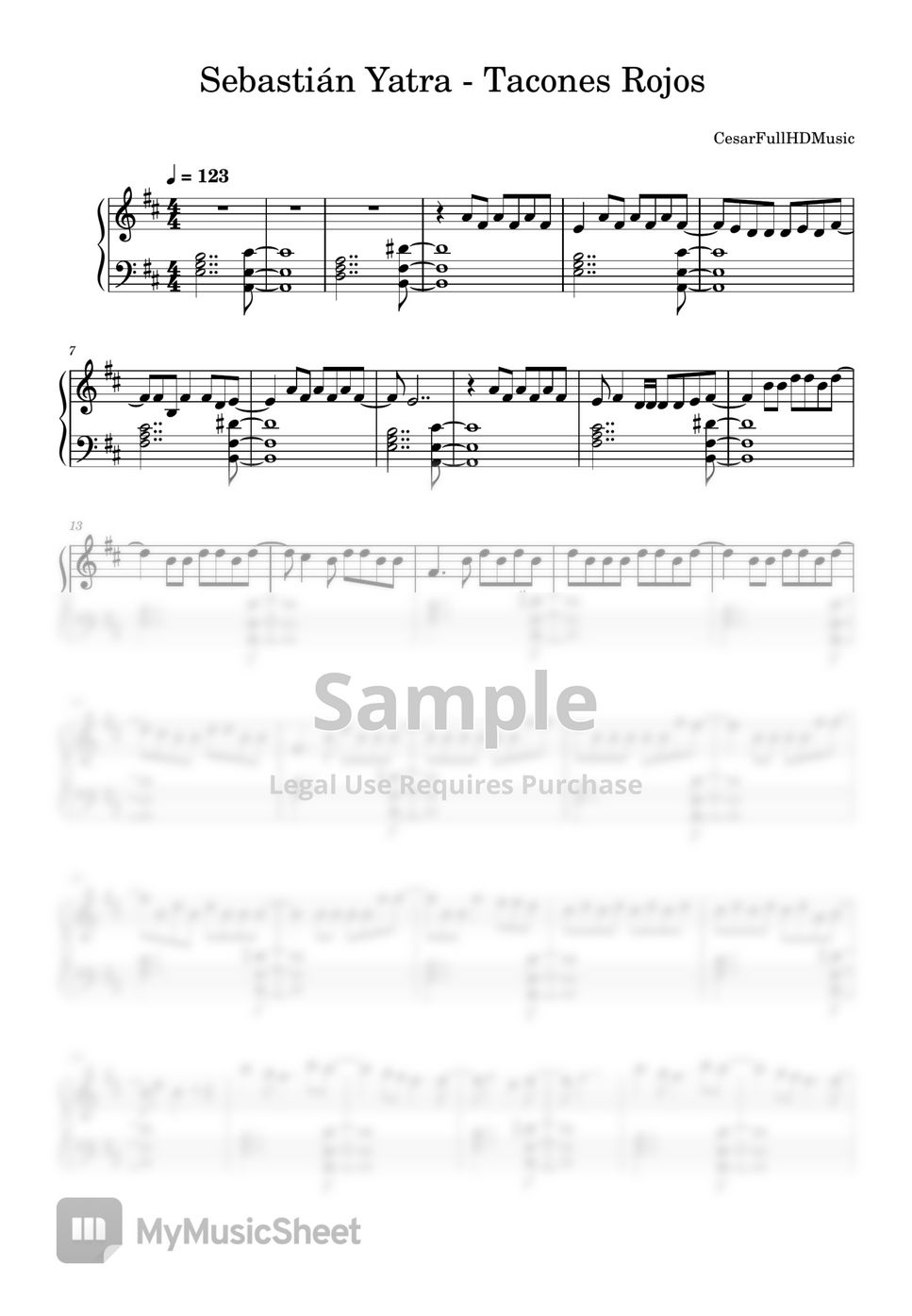 Sebastián Yatra - Tacones Rojos Spartito