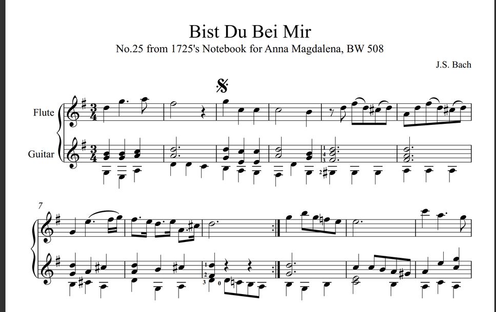 Johann Sebastian Bach - Bist du bei mir Sheets by Lorenzo Gavanna ...