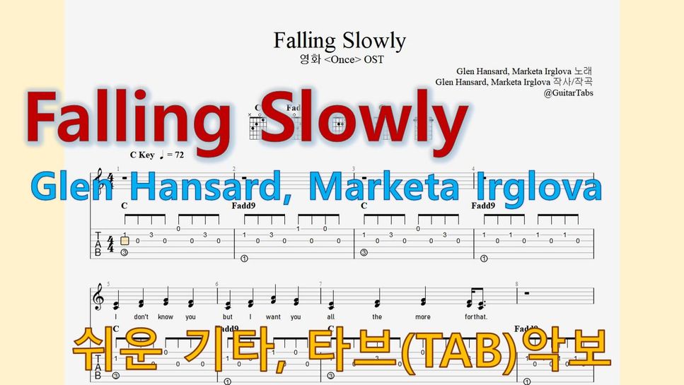Glen Hansard, Marketa Irglova - Falling Slowly(Once OST) (C Key / Easy ...