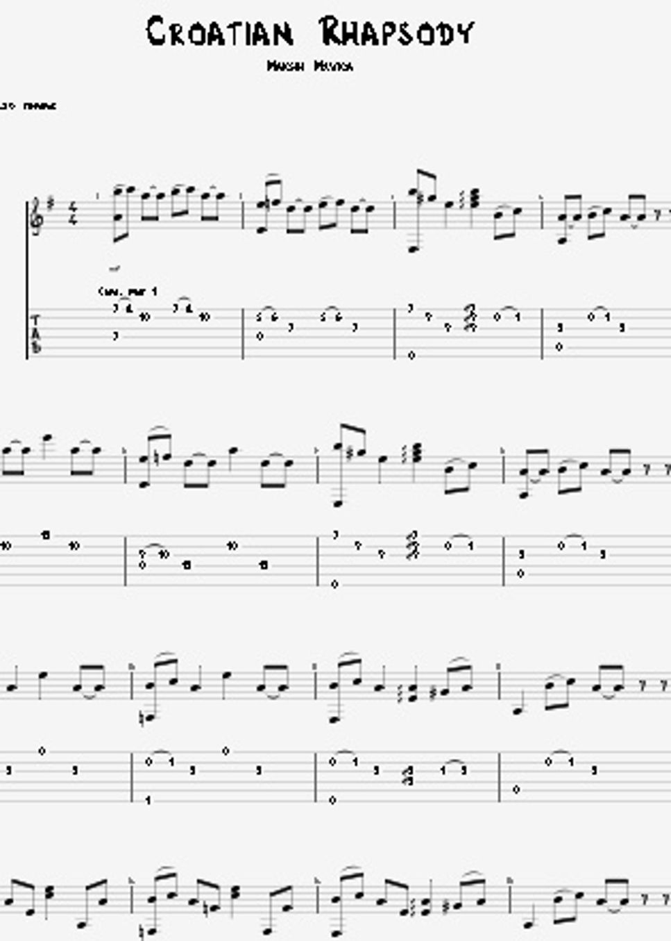 Maksim Mrvica - Croatian Rhapsody (Fingerstyle Guitar Tab) Sheets by ...