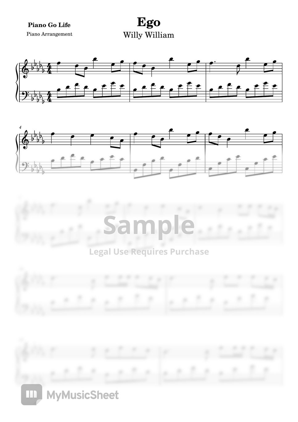 Willy William - Ego Sheet by Piano Go Life
