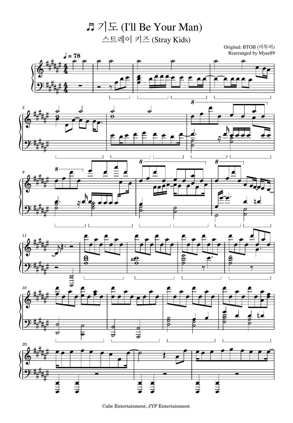 Stray Kids (Orig:BTOB) - Pray (I'll be your ma) Sheet by Myee89