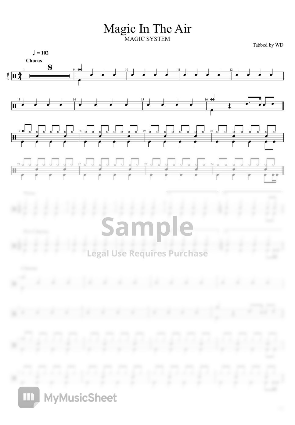 MAGIC SYSTEM - Magic In The Air Partition musicale by 劉宗瑋 WD