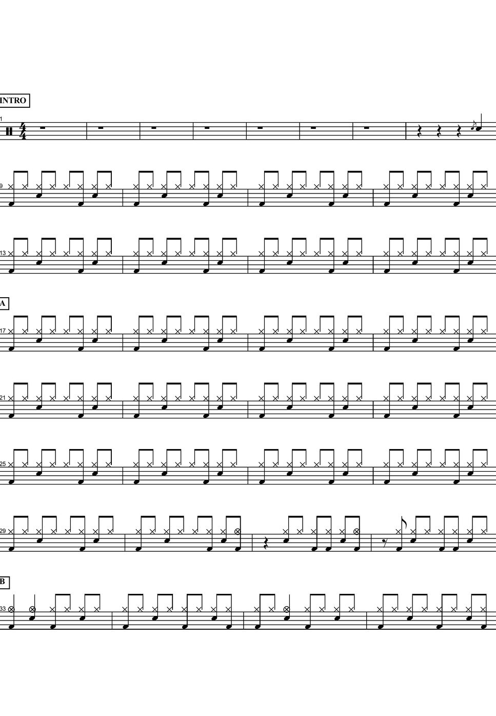 acdc - You shook me all night long 樂譜 by COPYDRUM