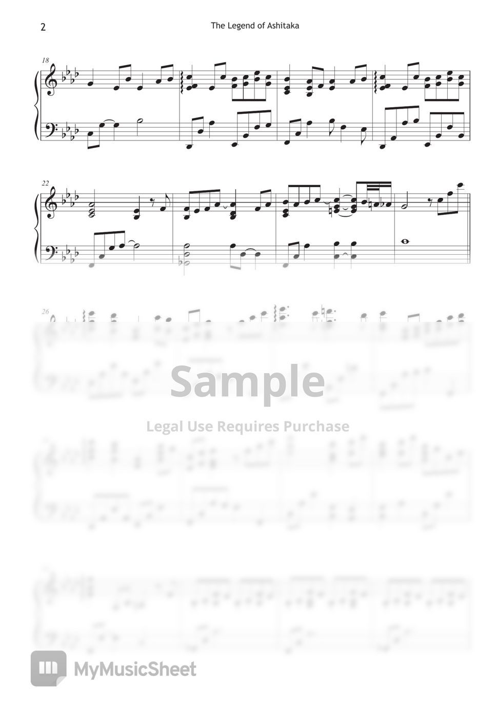 Joe Hisaishi - The Legend of Ashitaka (Princess Mononoke OST) Sheet by ...