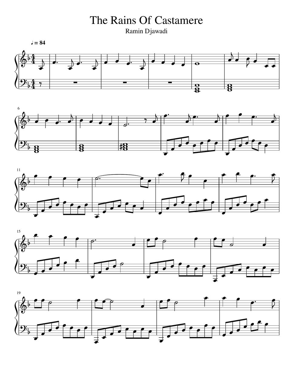 Game of Thrones - The Rains of Castamere 曲谱 by Henry William