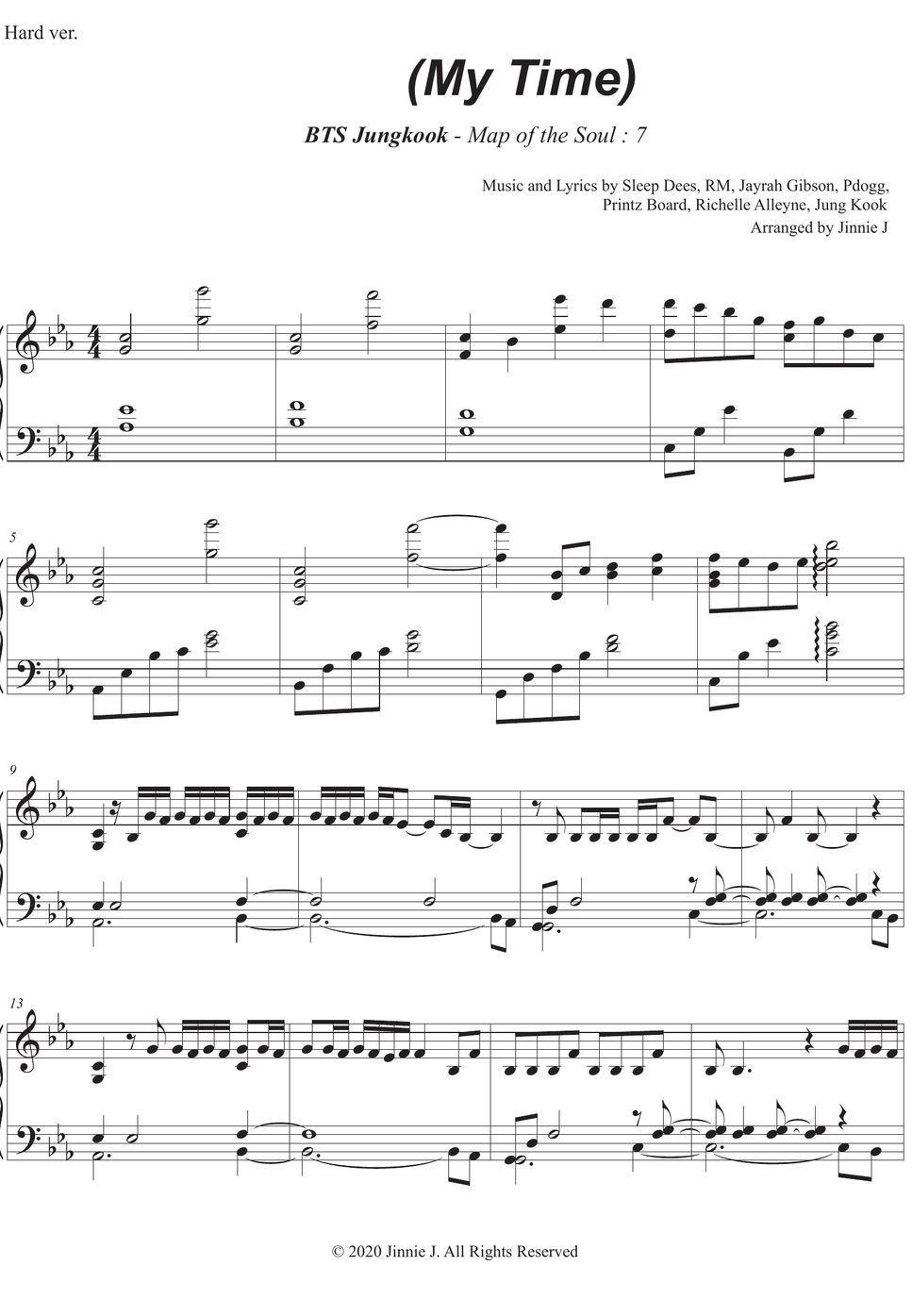 BTS (방탄소년단) - My Time (시차) (Hard ver.) Sheet by Jinnie J