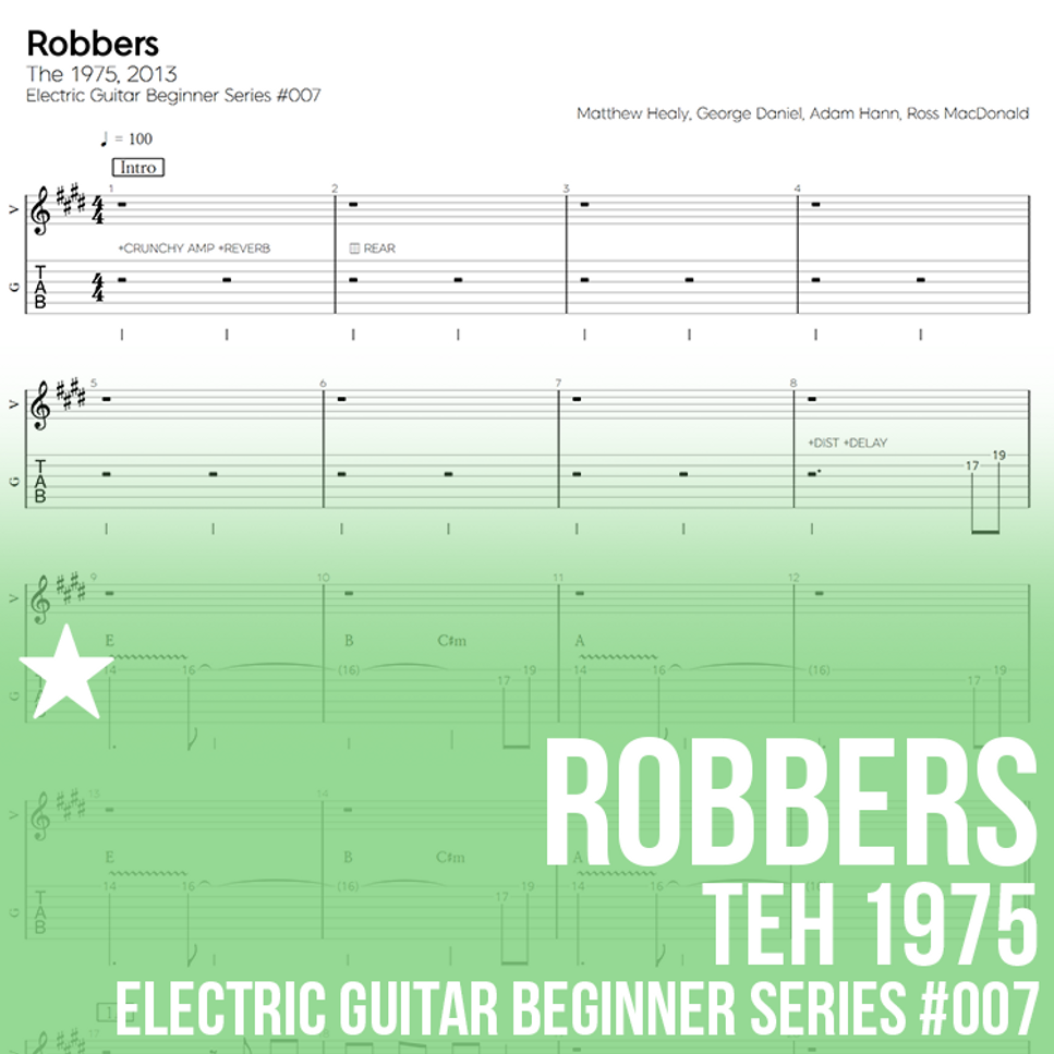 The 1975 - Robbers Sheet Music by 기타선생