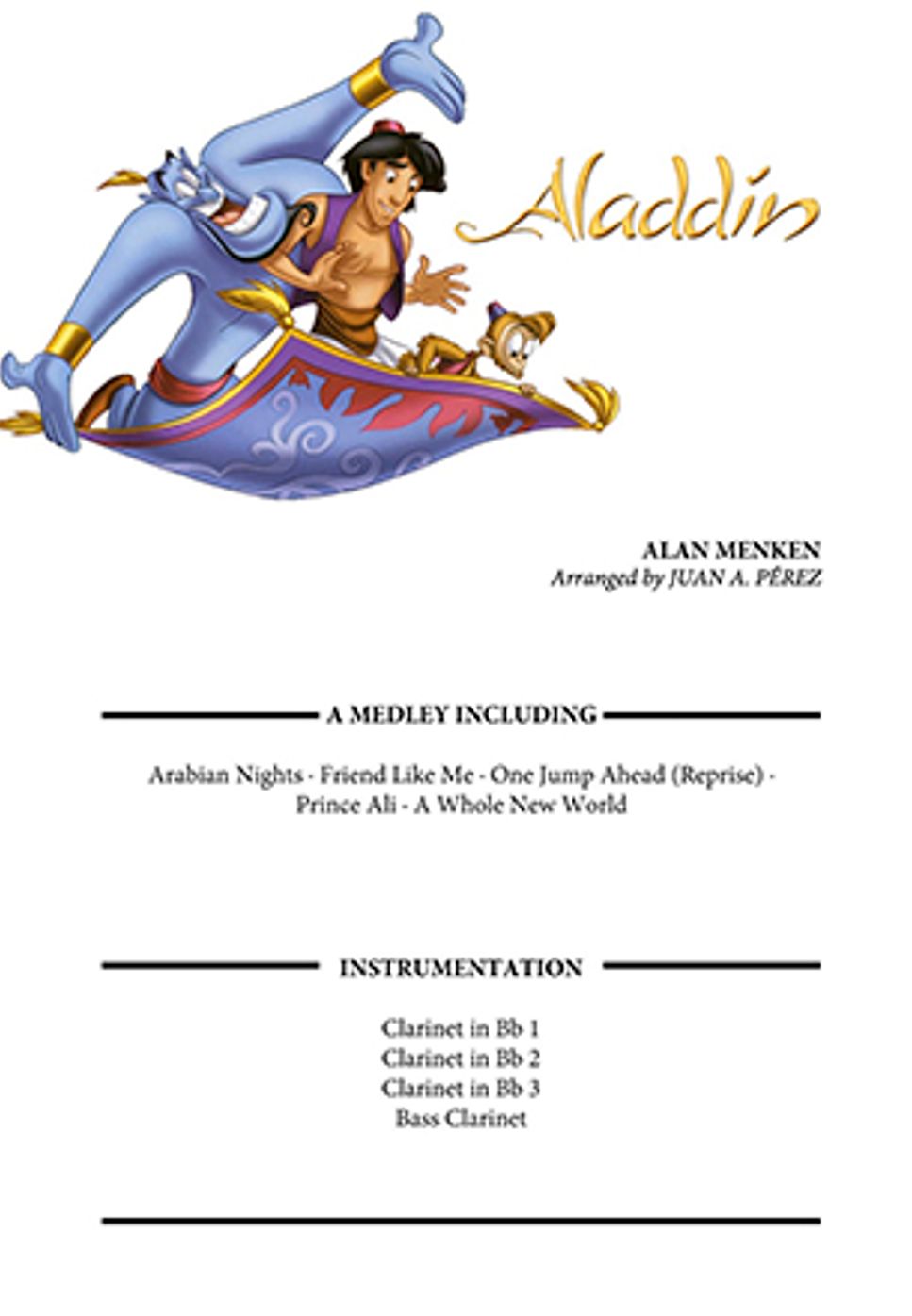 Alan Menken - Aladdin (Clarinet Quartet) 악보 by Juan A. Pérez