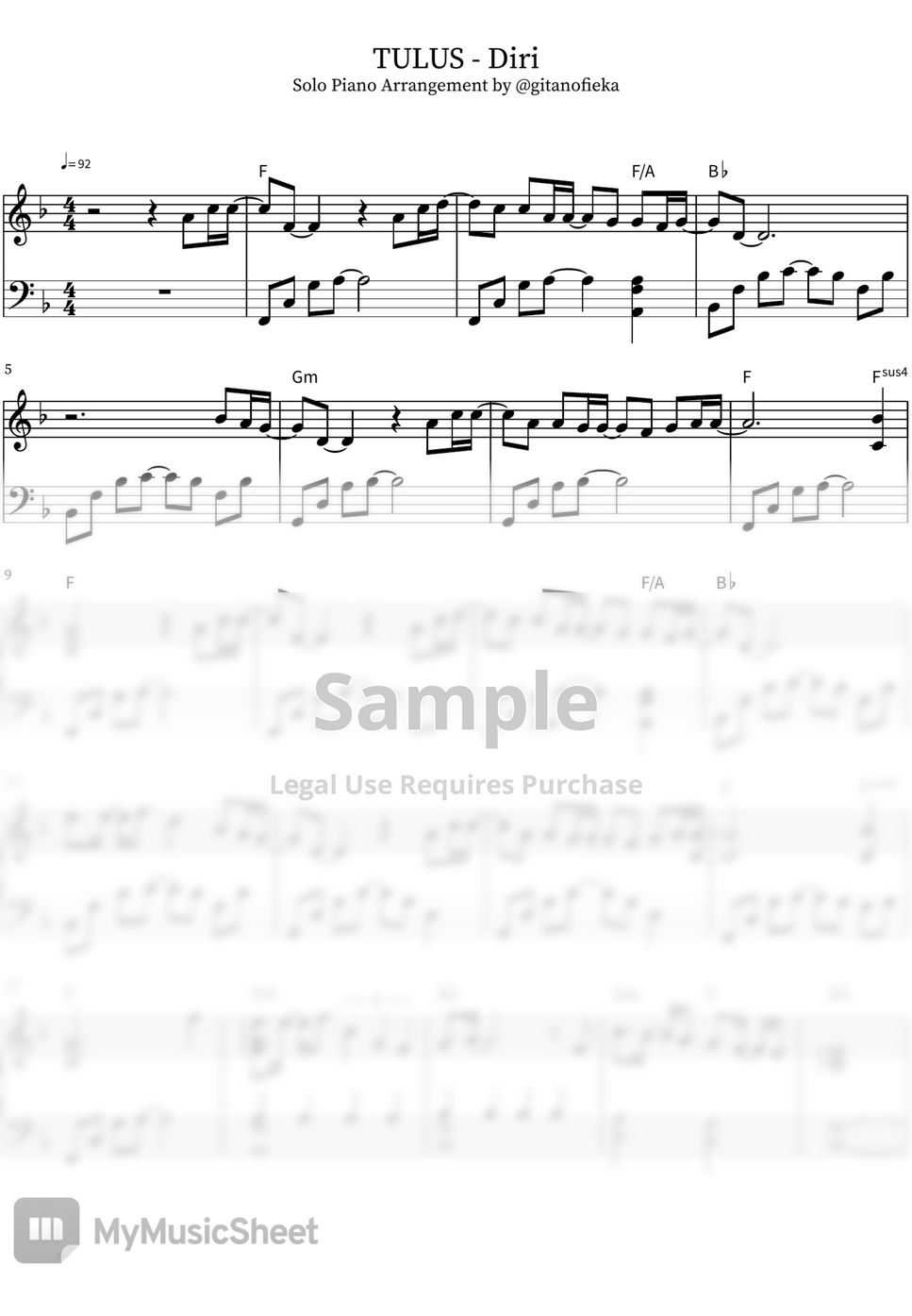 TULUS - DIRI Sheet by Gita Nofieka