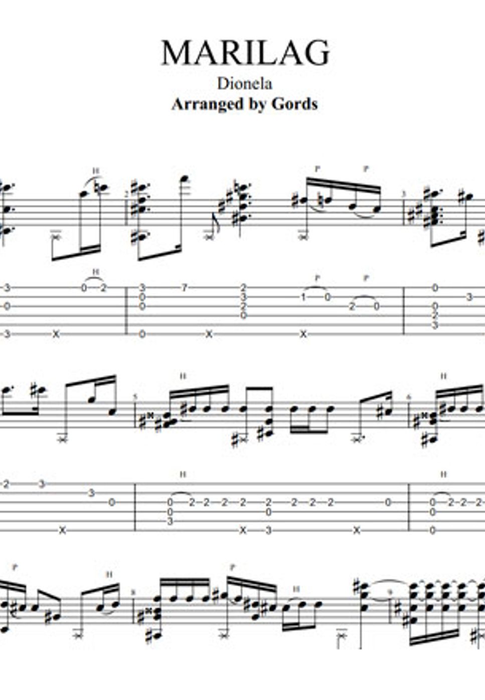 Dionela - Marilag Sheet Music by Gords