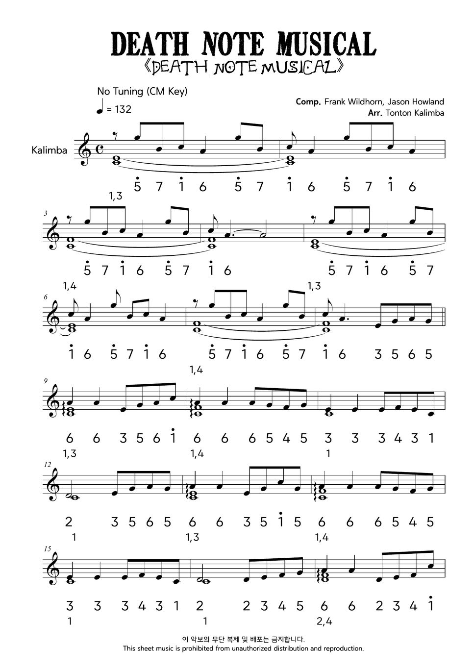 Frank Wildhorn, Jason Howland - Death Note Musical Main Theme Blad by ...