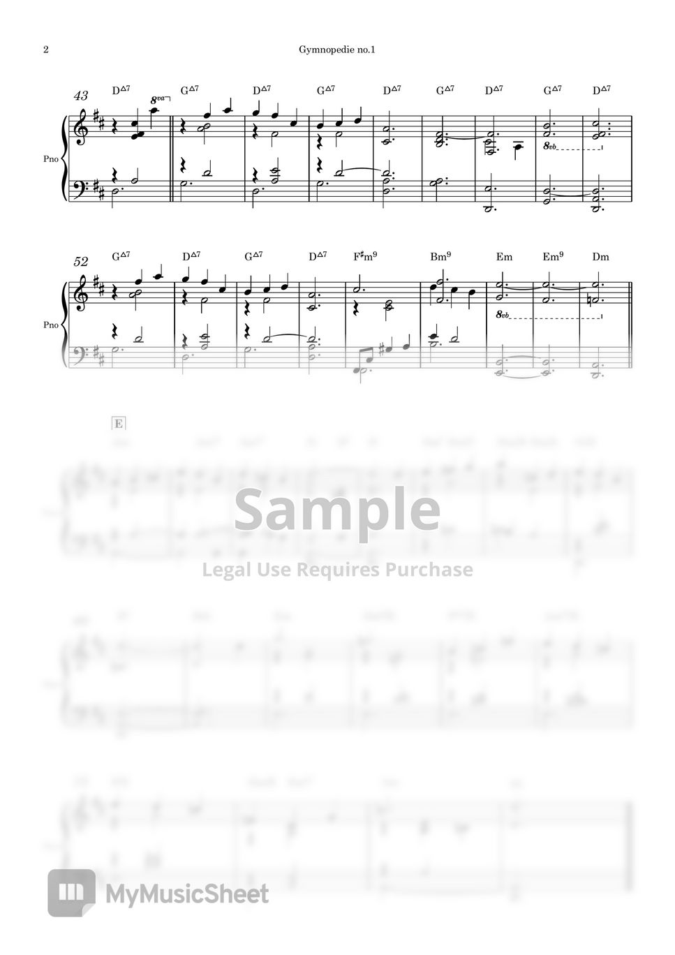 Erik Satie - Gymnopedie 1 (Piano solo) Partition musicale by Piano QQQ